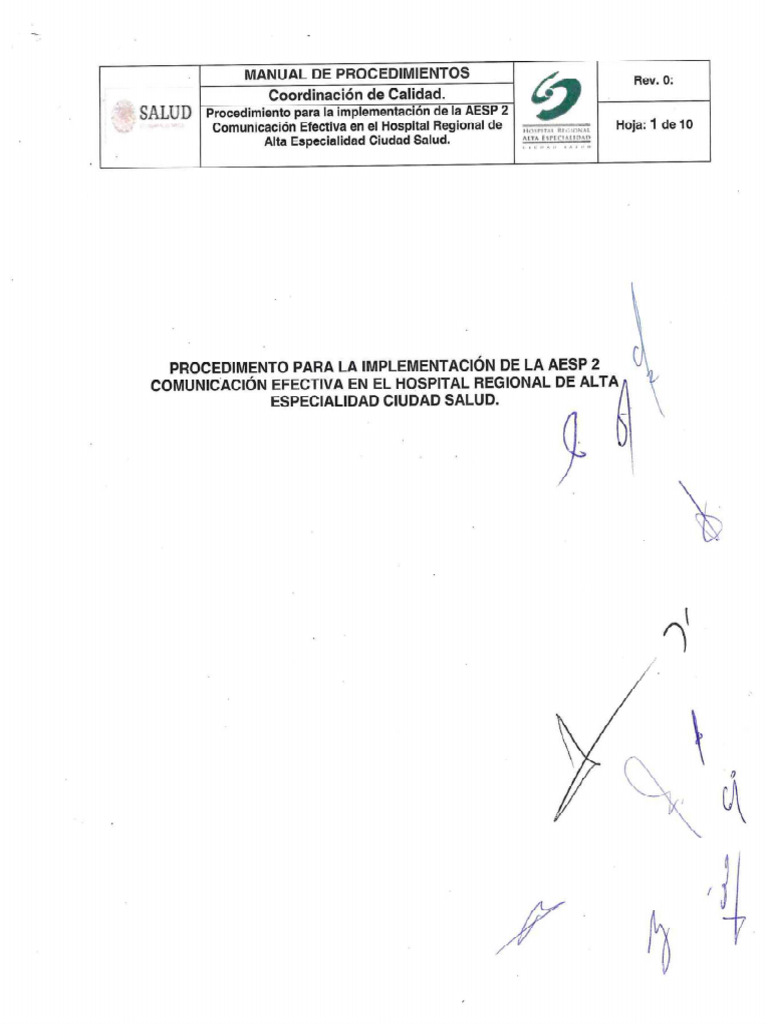 Procedimiento Implementacion AESP 2 Comunicacion Efectiva en El HRAE CD ...