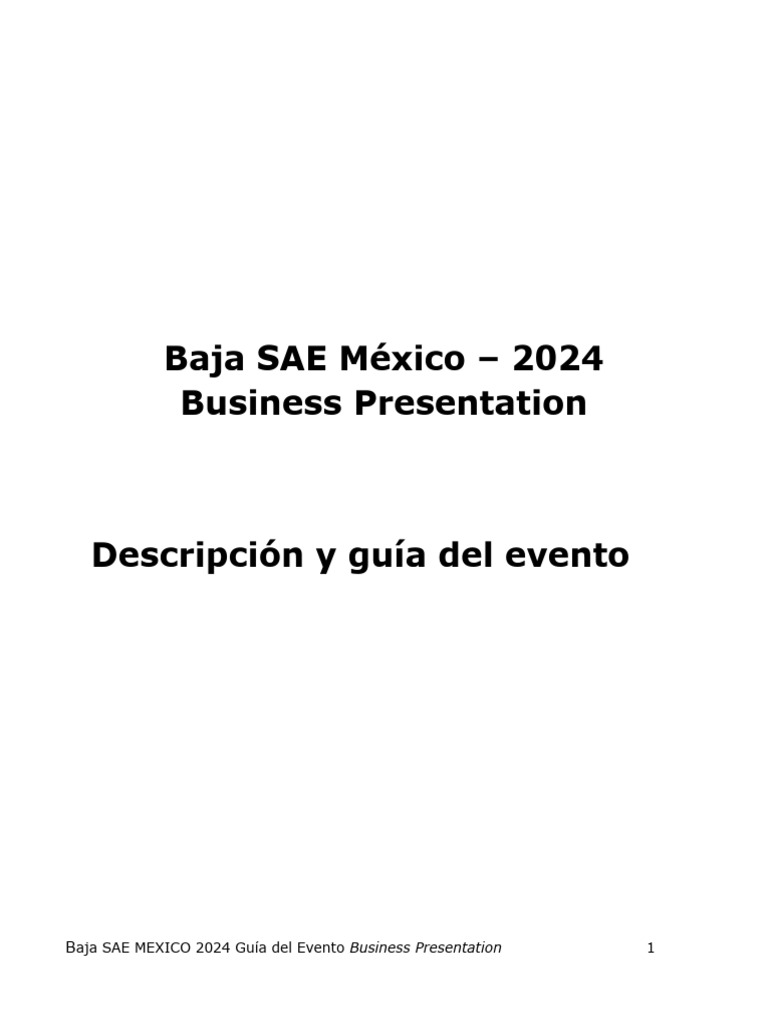 2024 Baja SAE MX Business Presentation Event Guideline v2 | PDF