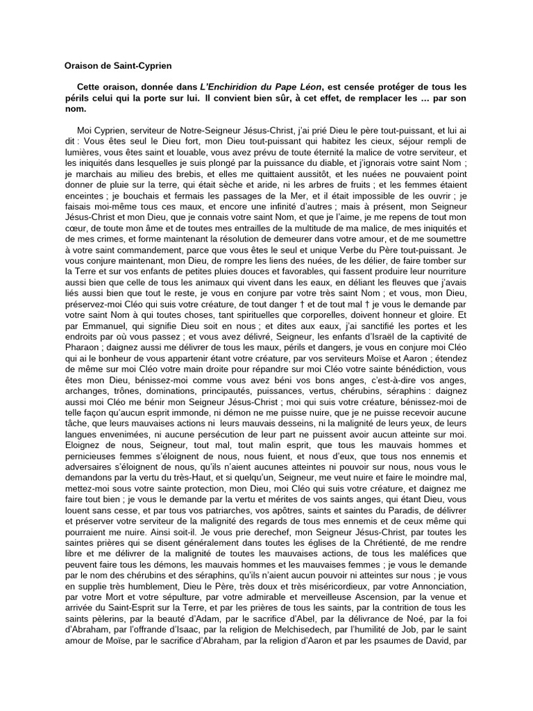 Oraison de Saint-Cyprien | PDF