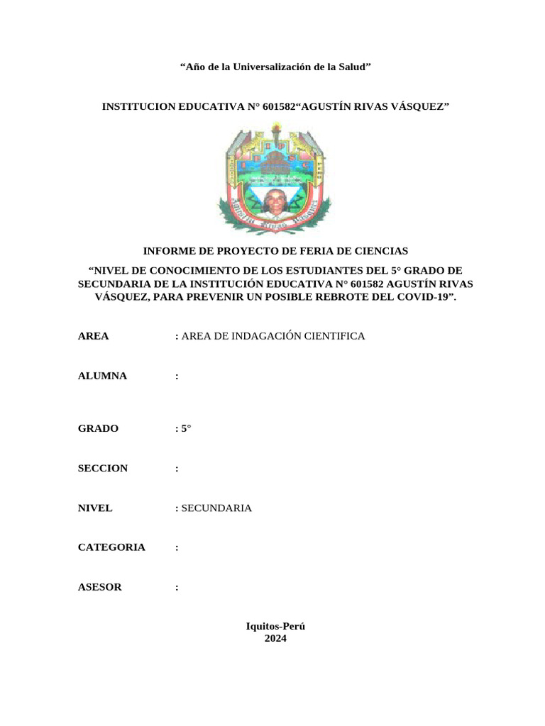 Informe de Proyecto de Feria de Ciencias | PDF