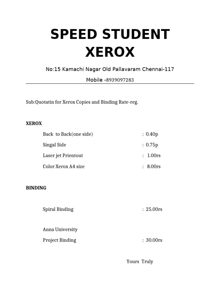 Speed Student Xerox | PDF
