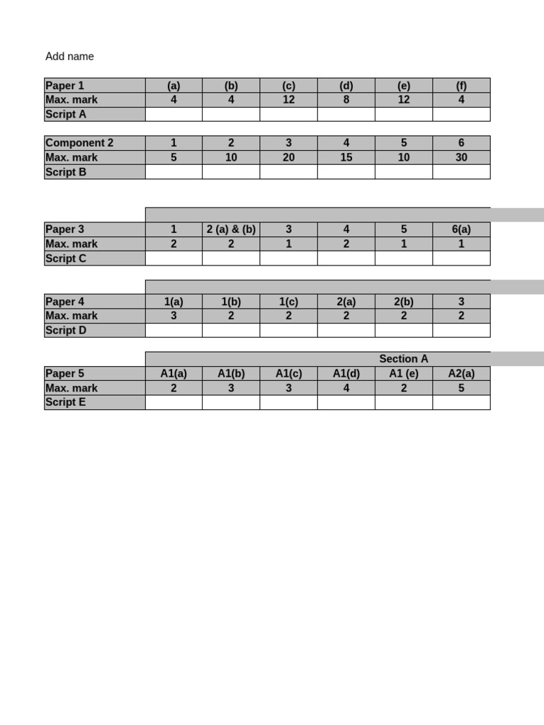 Name - Individual Marks | PDF