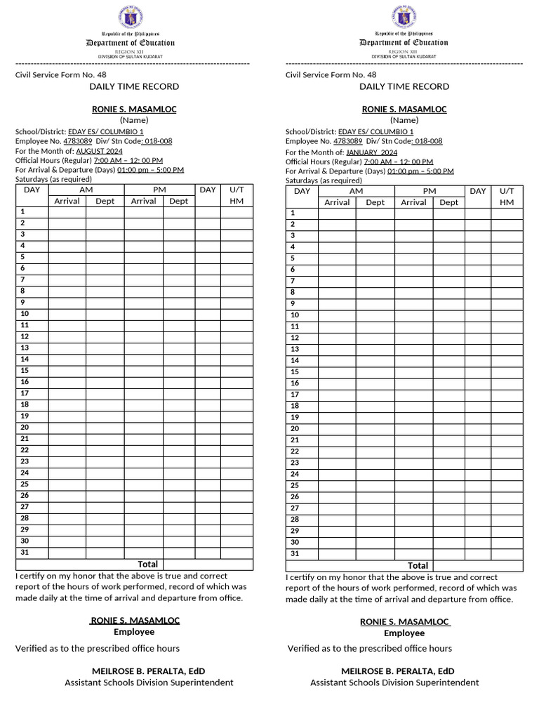 Ronie DTR 2024-2025 | PDF
