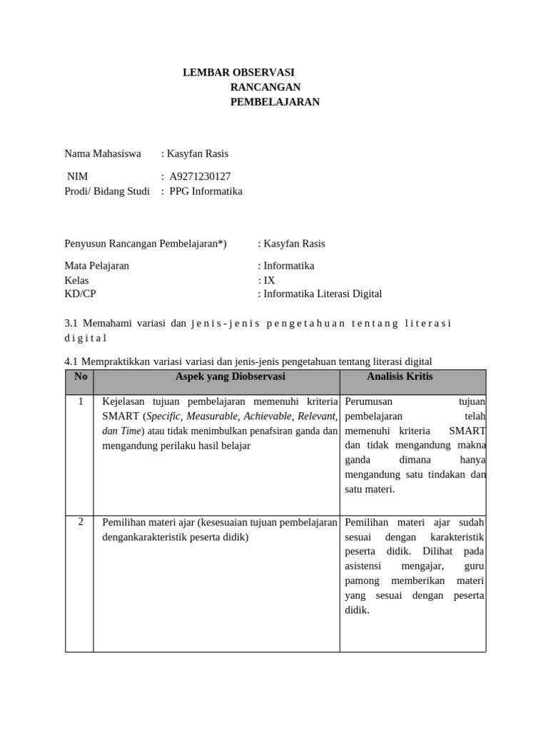 01 05 6 B4 4 Unggah LK 3 Lembar Observasi Rancangan Dan Perangkat Pembelajaran Siklus 1 MOHAMMAD ...
