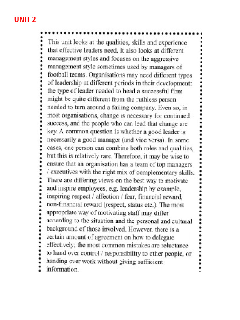 Unit 2 Leadership | PDF