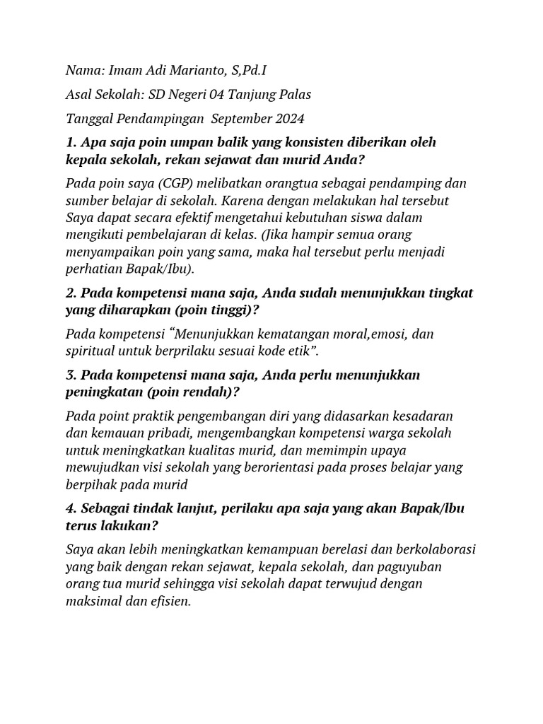 Refleksi Hasil Umpan Balik | PDF
