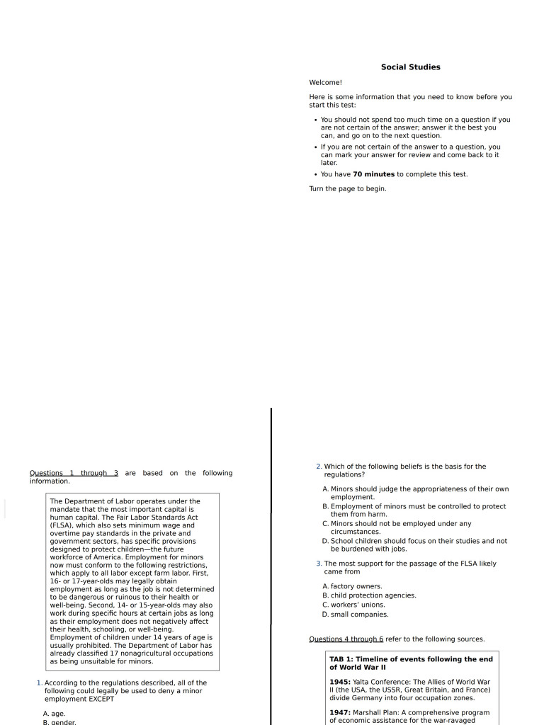 GED Social Studies Practice Test II | PDF