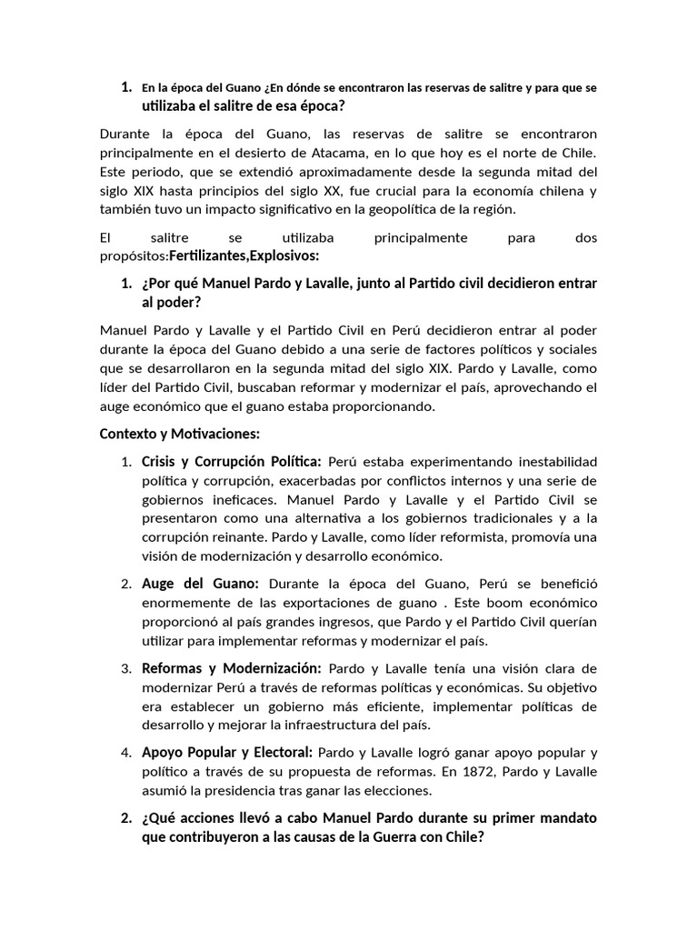 En La Época Del Guano | PDF | Perú | Chile