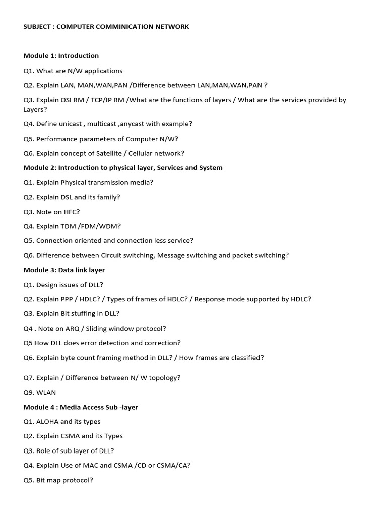 Module Wise Questions Revised | PDF | Computers