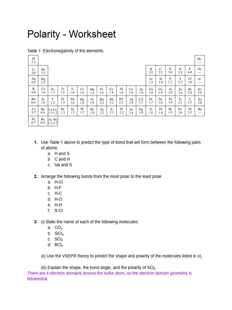 Polarity - Worksheet | PDF