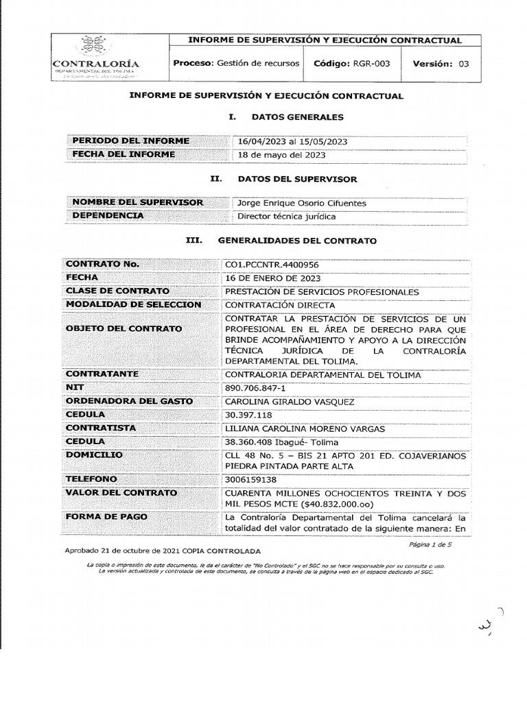 Informe de Supervision | PDF