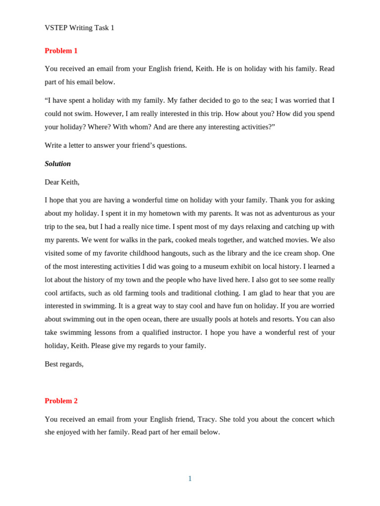 VSTEP Writing Task 1 | PDF