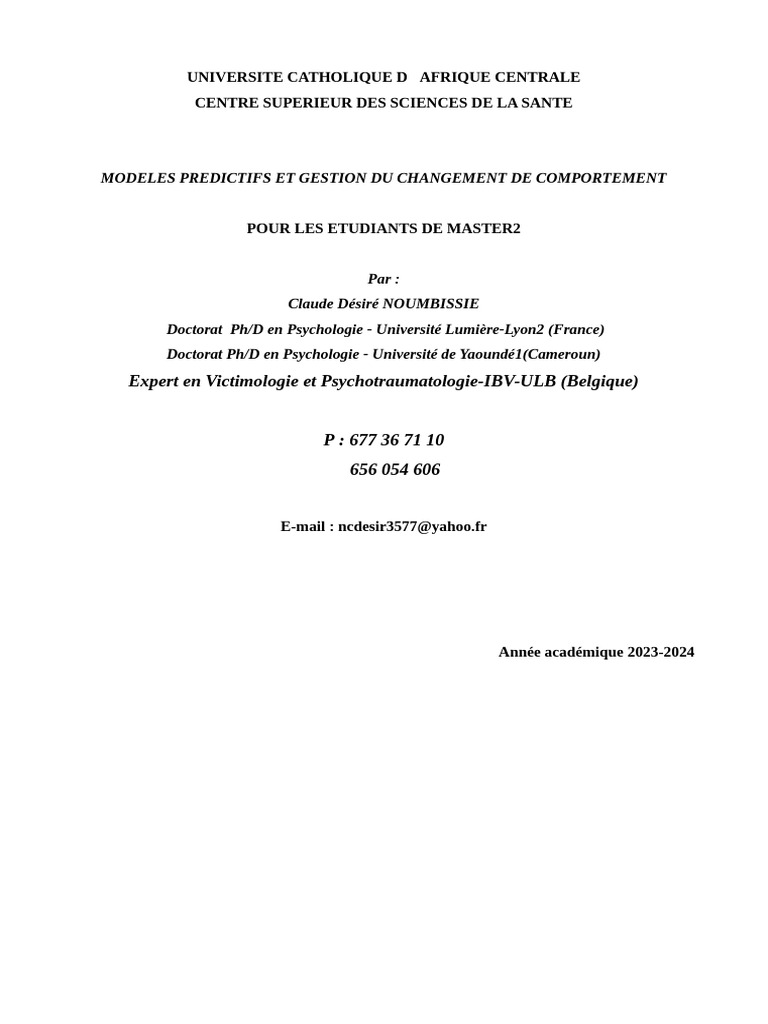 Cours Master2 Ucac | PDF