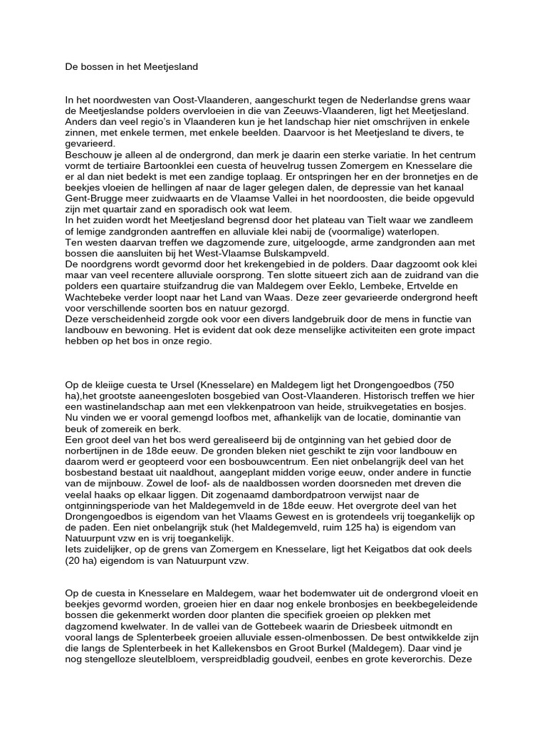 De Bossen in Het Meetjesland | PDF