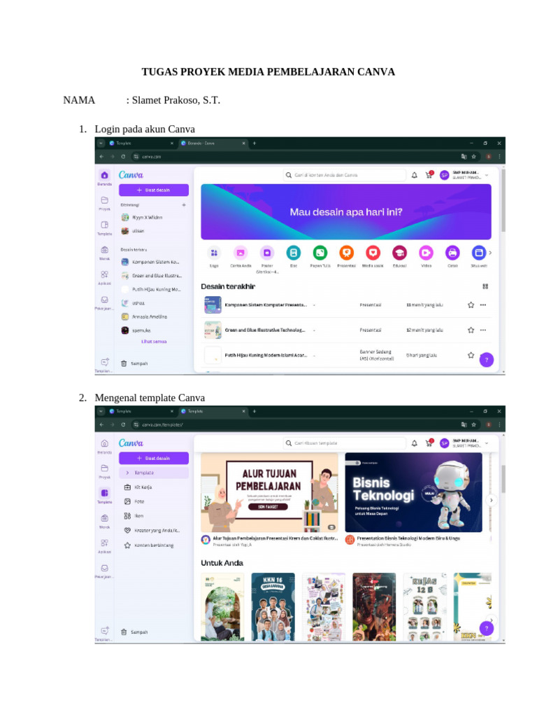 Tugas Proyek Canva_Slamet Prakoso | PDF