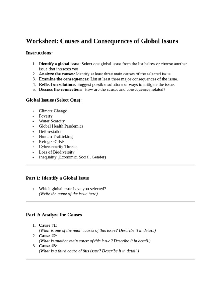 Causes and Consequences Worksheet 3 | PDF | Earth Sciences | Economies