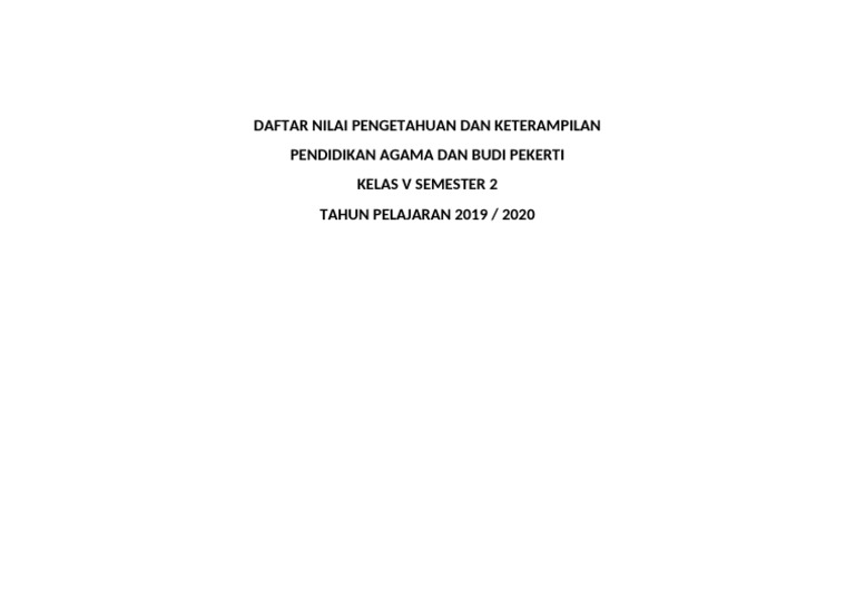 Daftar Nilai Pengetahuan Dan Keterampilan | PDF