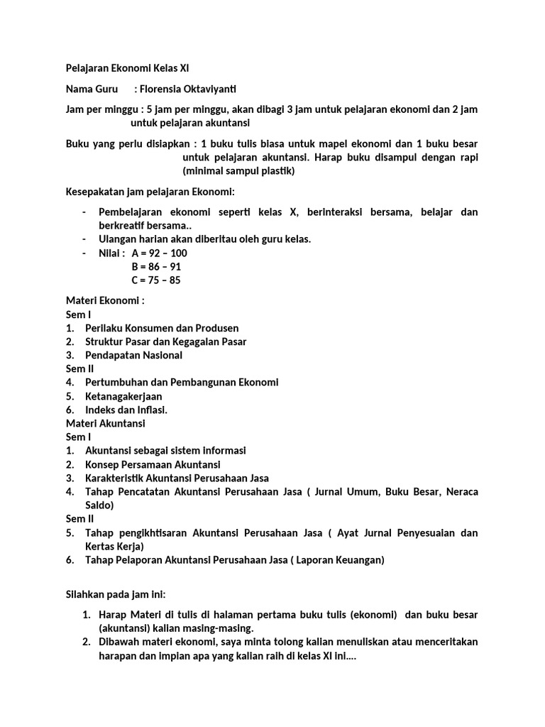 Kesepakatan Kelas | PDF