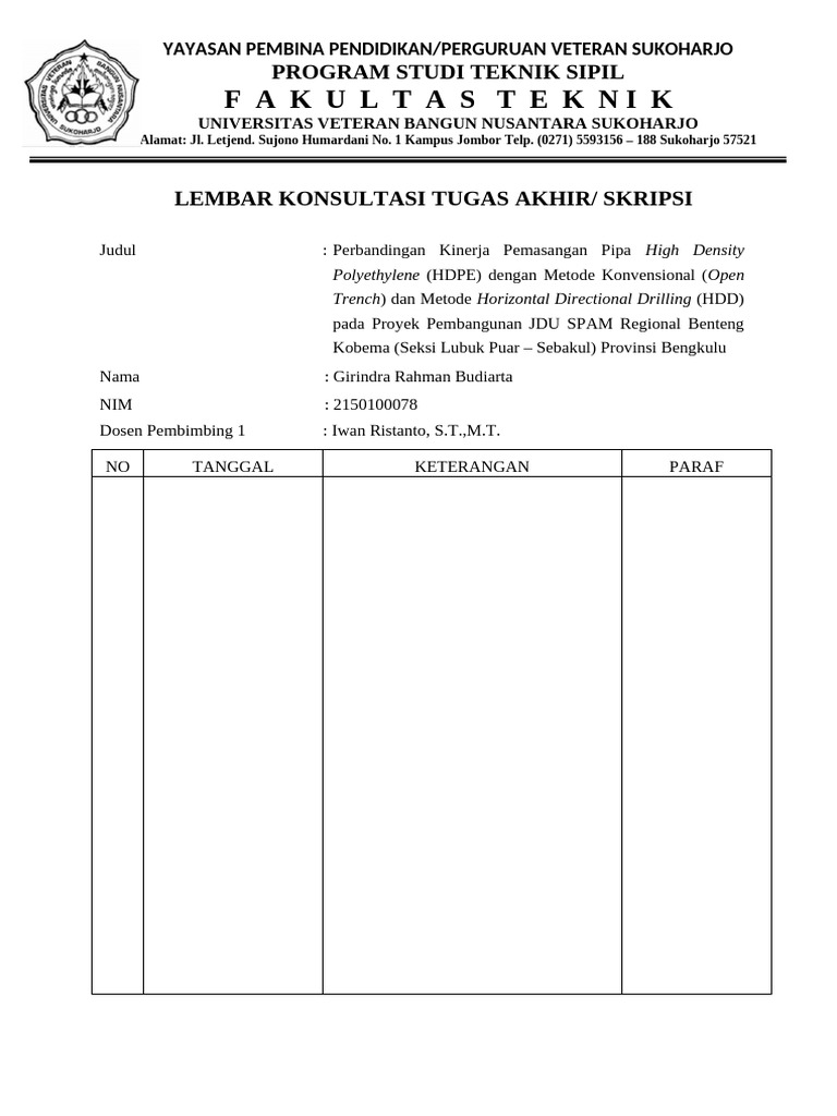 Contoh Lembar Konsul Dosen | PDF