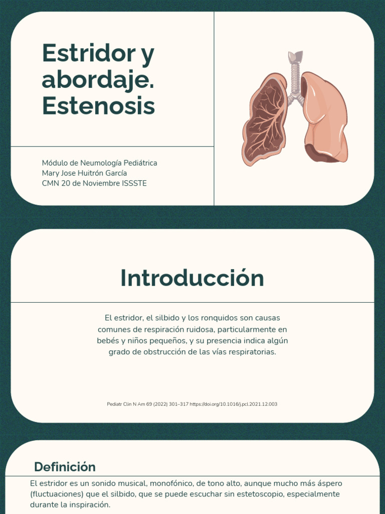 Estridor en Pediatría: Diagnóstico y Manejo | PDF | Respiración ...