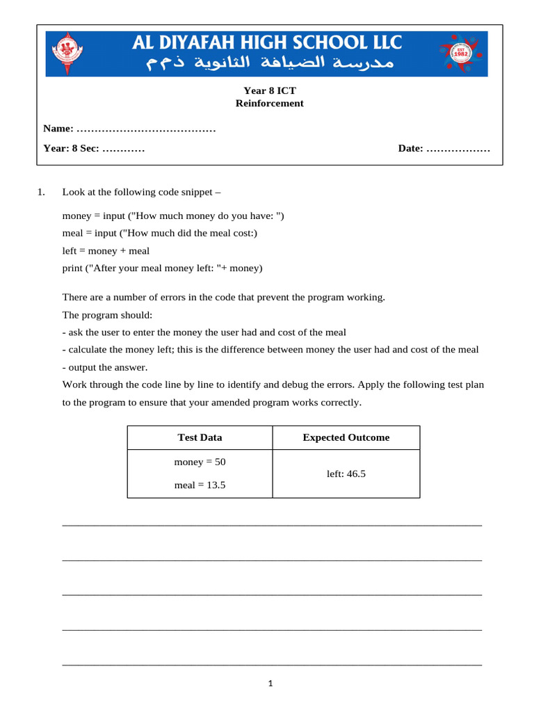 Y8 BackToSchool (Curriculum Reinforcementr) 2024-25 | PDF