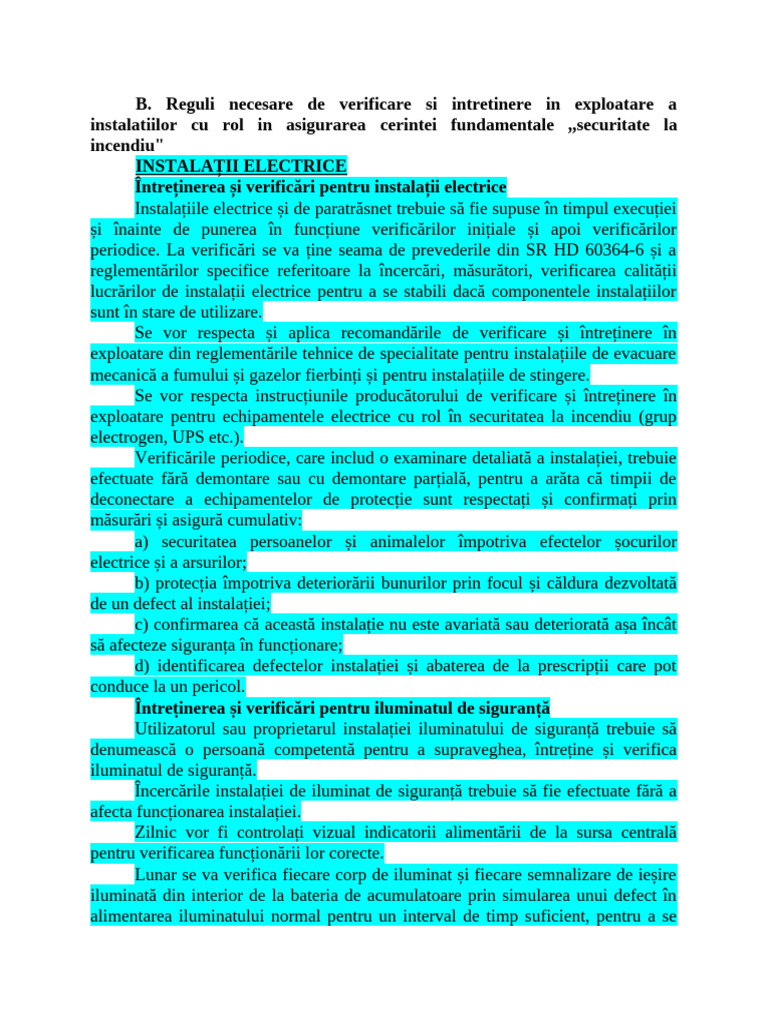 Lucrare - Reguli Necesare de Verificare Si Intretinere in Exploatare A ...