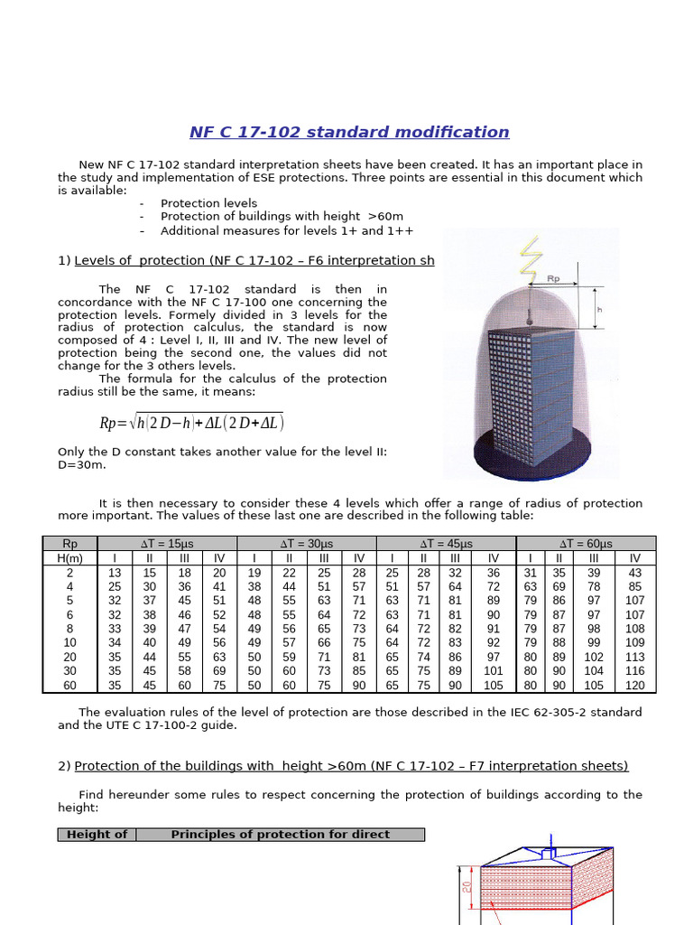 NF C 17-102 - Standard Modification - Protection Against Lightning ...