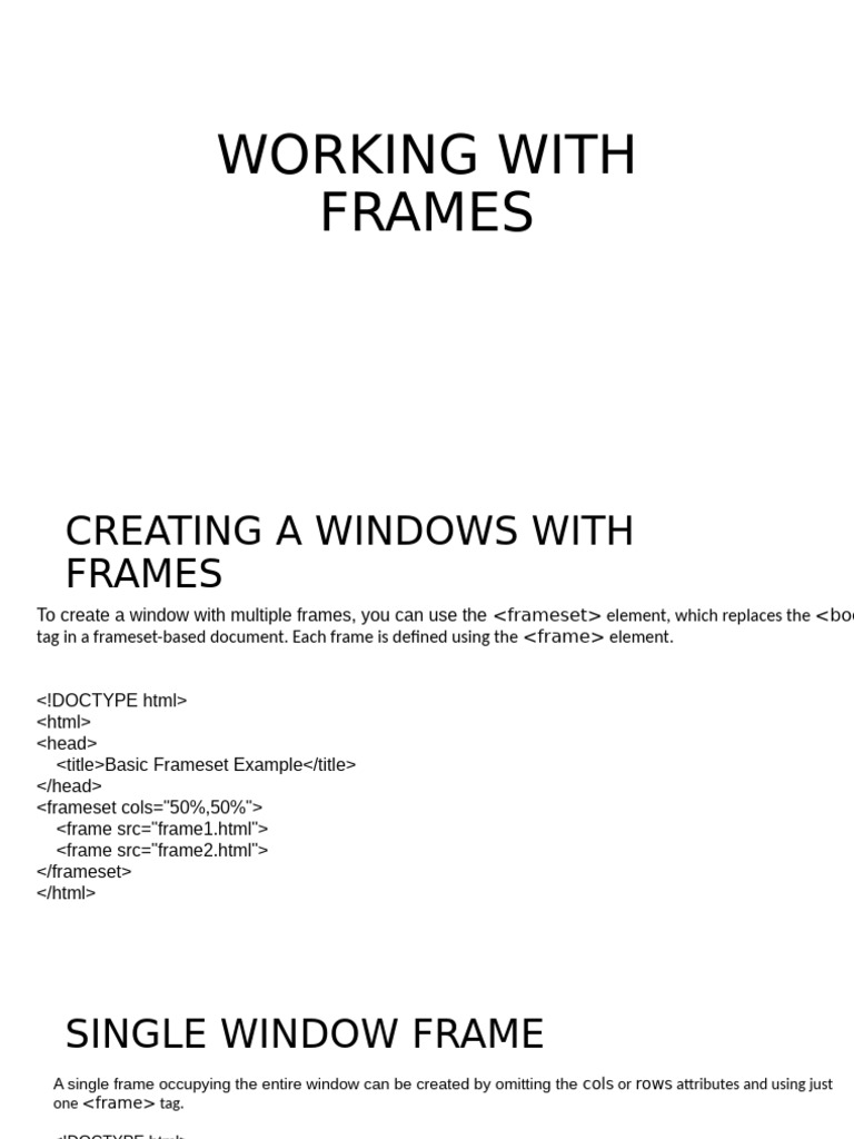 Working With Frames | PDF