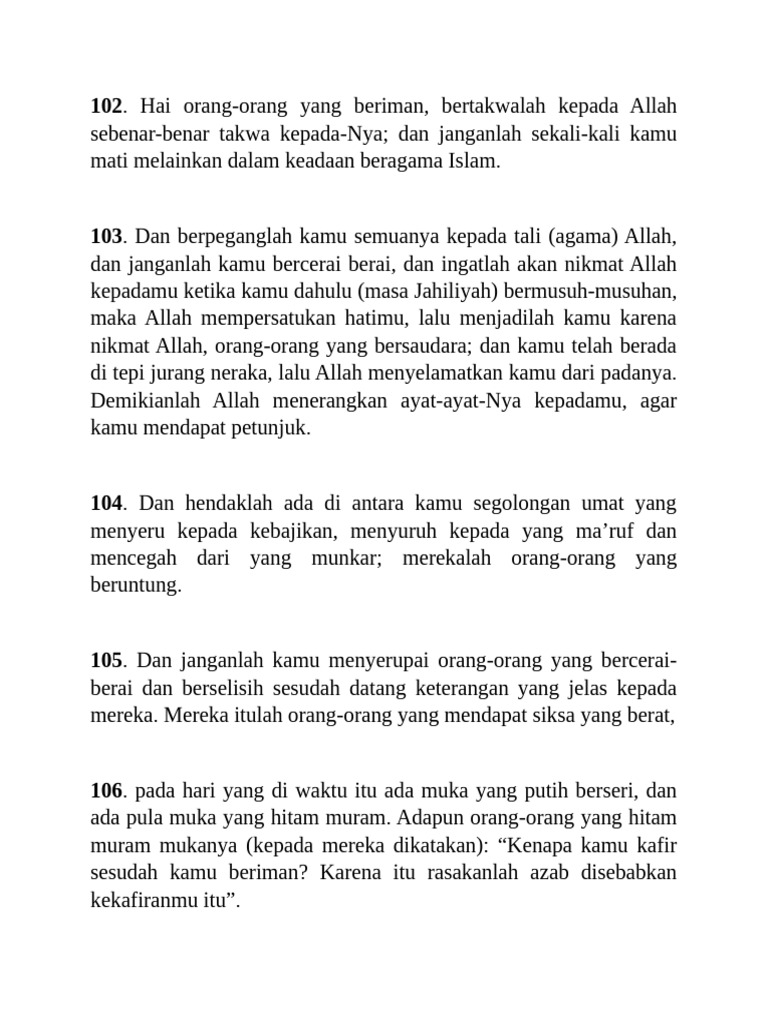 Ali Imran 102-106 | PDF