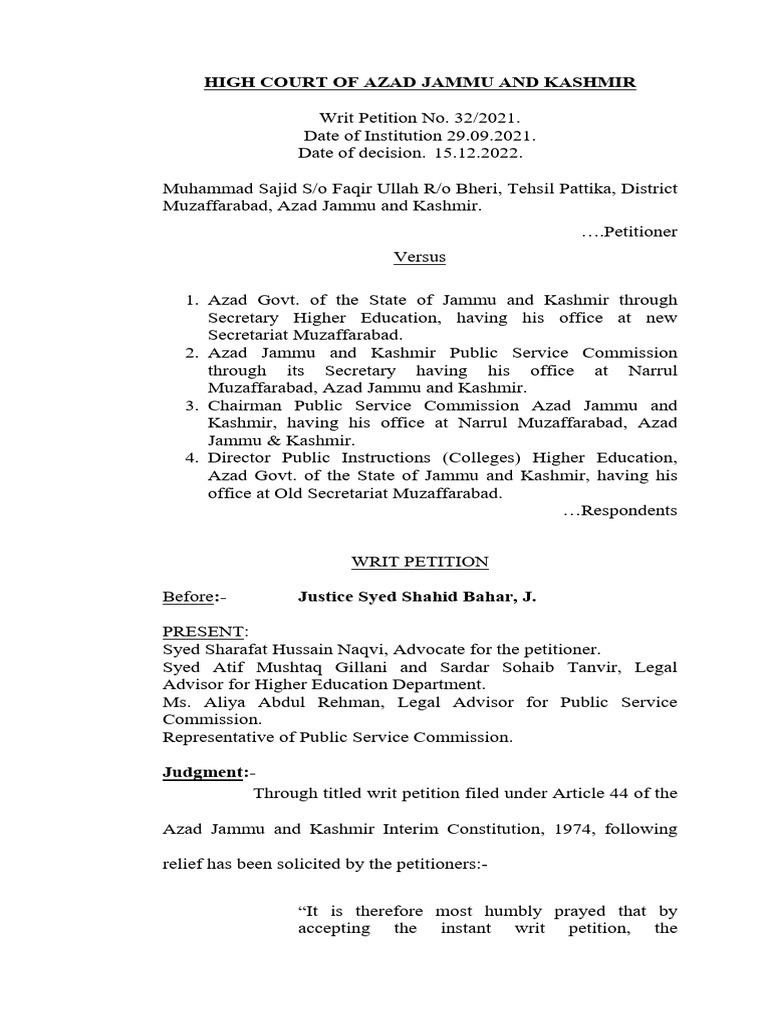 Muhammad_Sajid_Vs__Azad_Govt__and_others___ | PDF