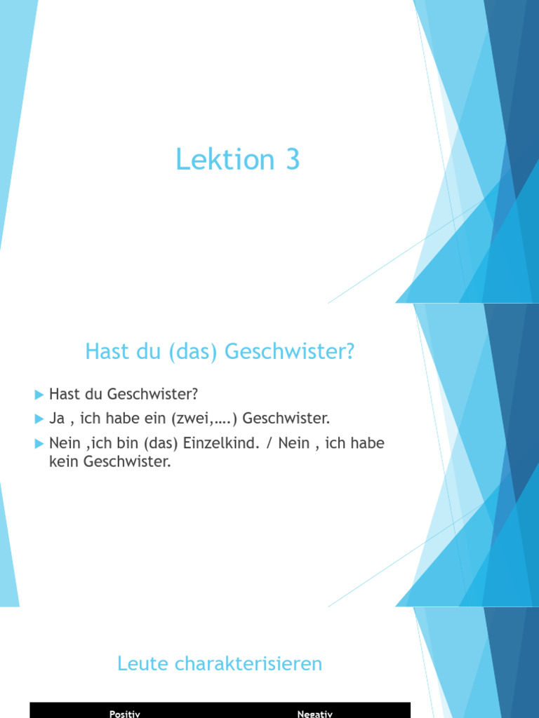 Lektion 03 Hast Du Ein Geschwester | PDF