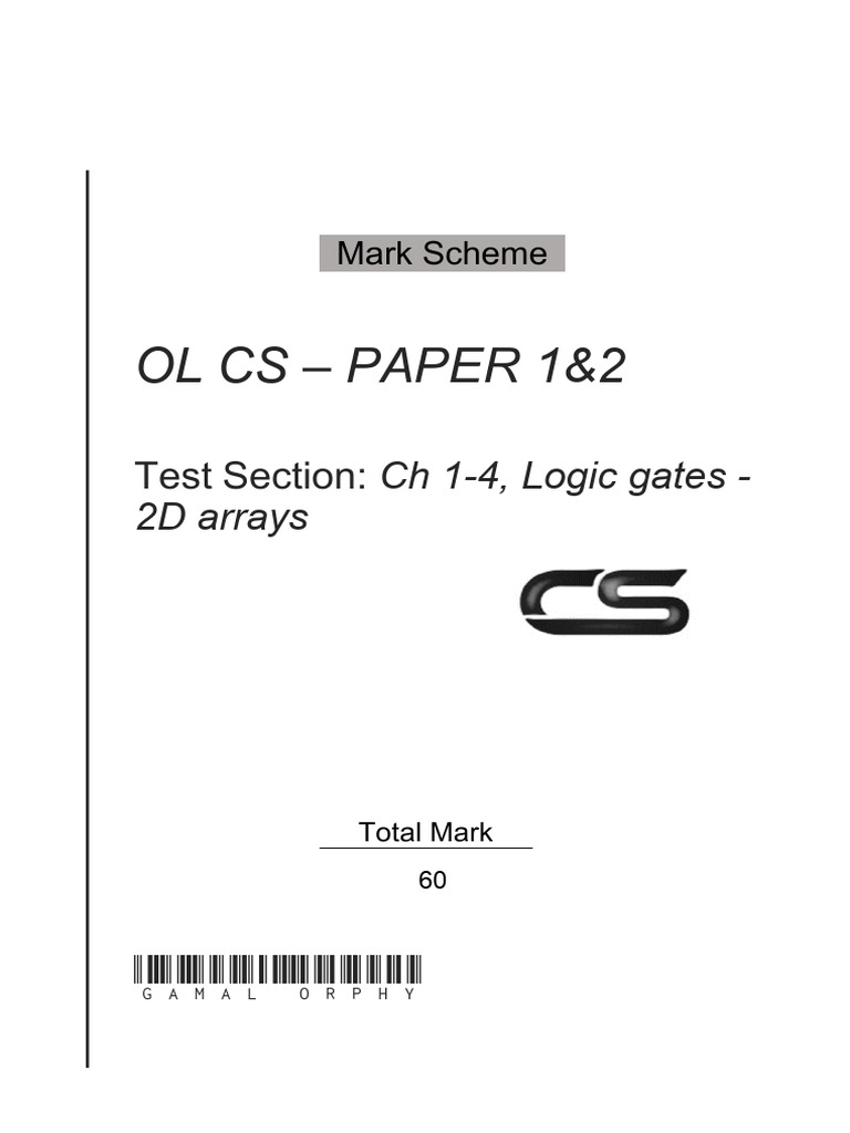 Chapter 1 4 Logic Gates 2d Arrays Quiz Ms Cs Pdf