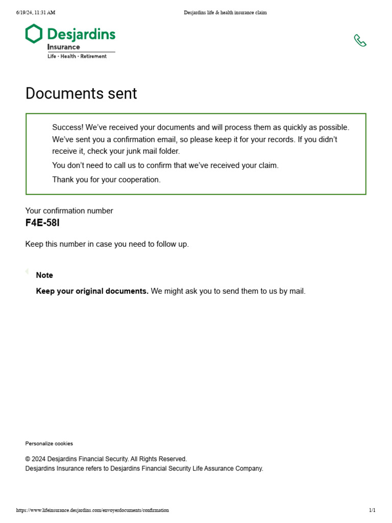 Desjardins Life & Health Insurance Claim | PDF