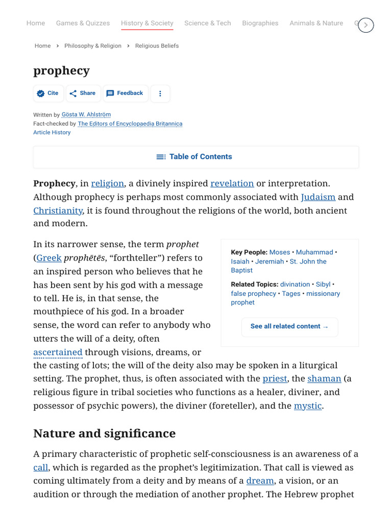 Prophecy - Ancient Texts, Oracles, & Divination - Britannica | PDF