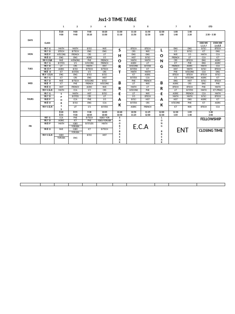 School Time Table1 | PDF
