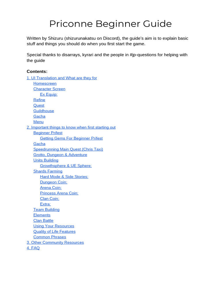 Priconne Beginner Guide | PDF