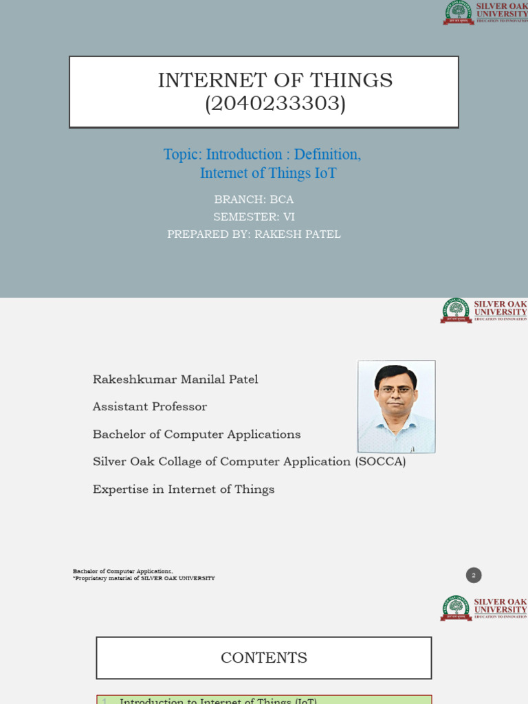 Unit-1 - Introduction To IoT | PDF