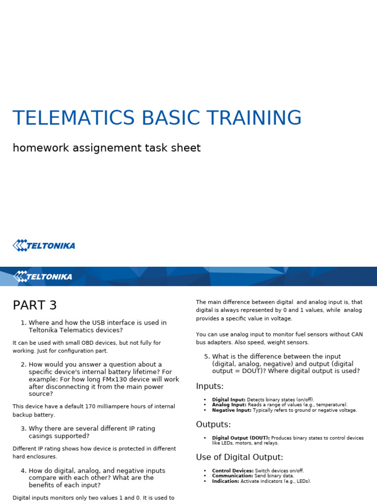 Telematics Basic Homework 3 | PDF