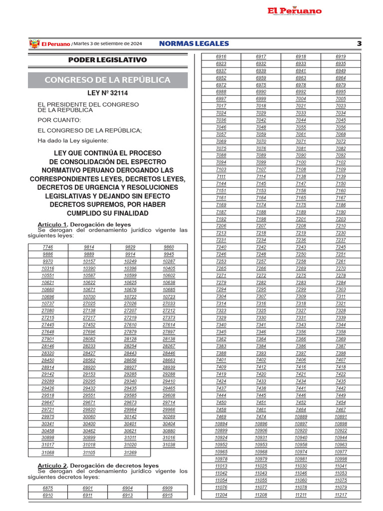 Congreso de La República: Normas Legales | PDF
