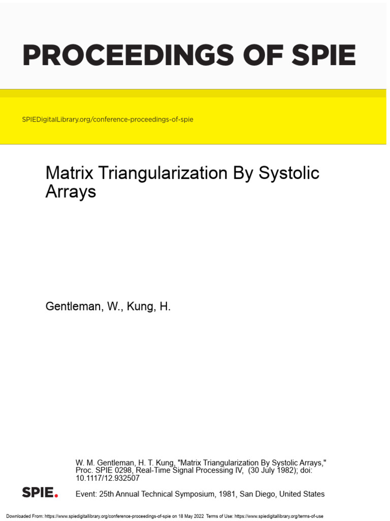 Matrix Triangularization by Systolic | PDF