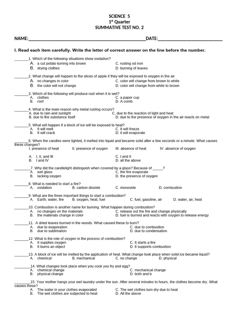 Science5 ST2 Q1 | PDF