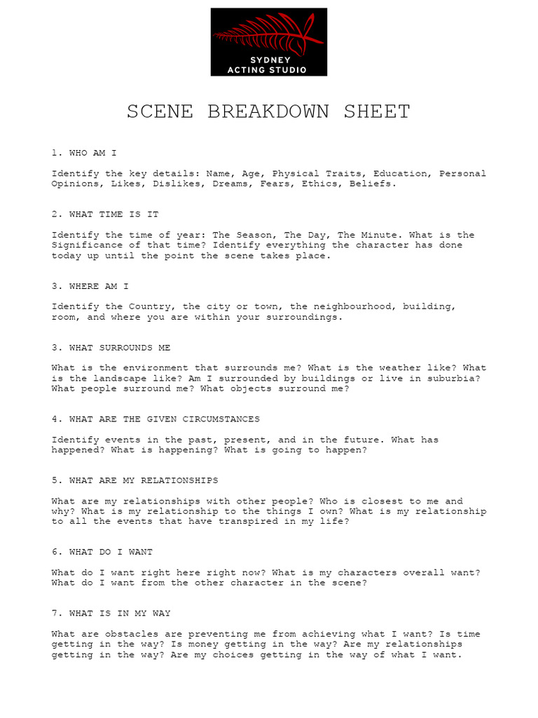 Scene Breakdown Sheet | PDF
