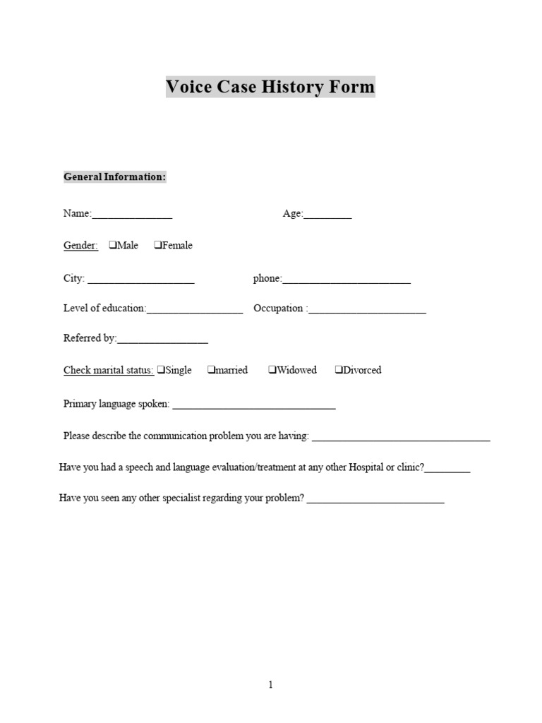 Voice Case History | PDF