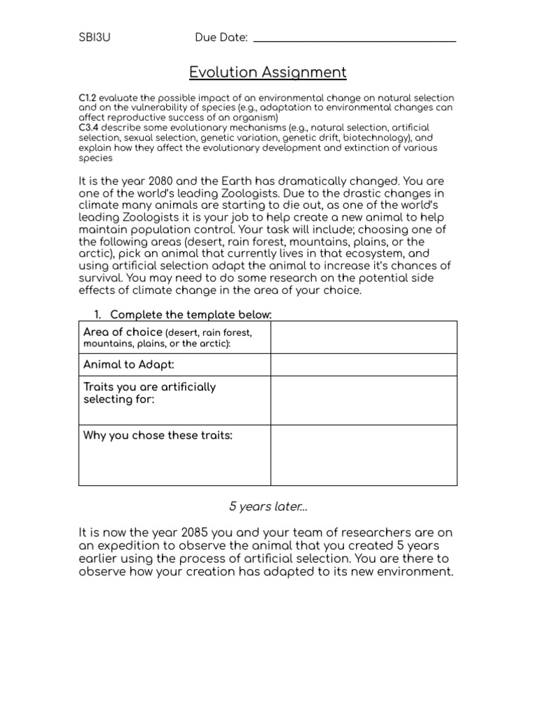 Evolution Final Assignment | PDF | Natural Selection | Evolution