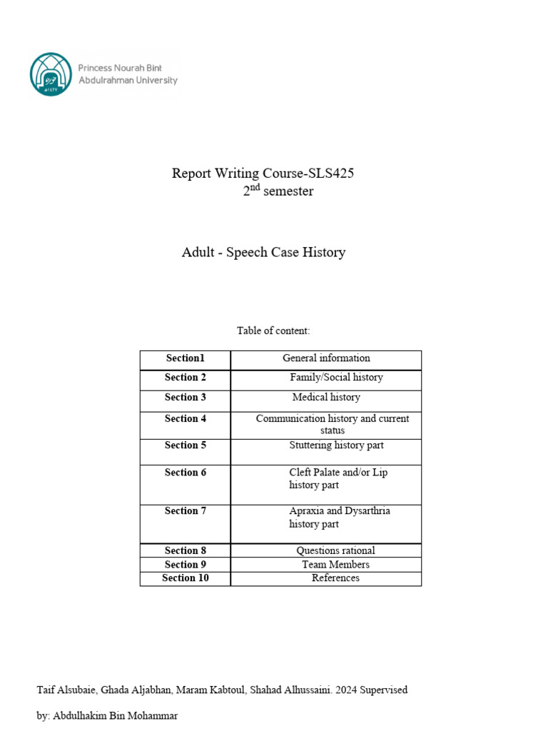 Adult Case History Form | PDF