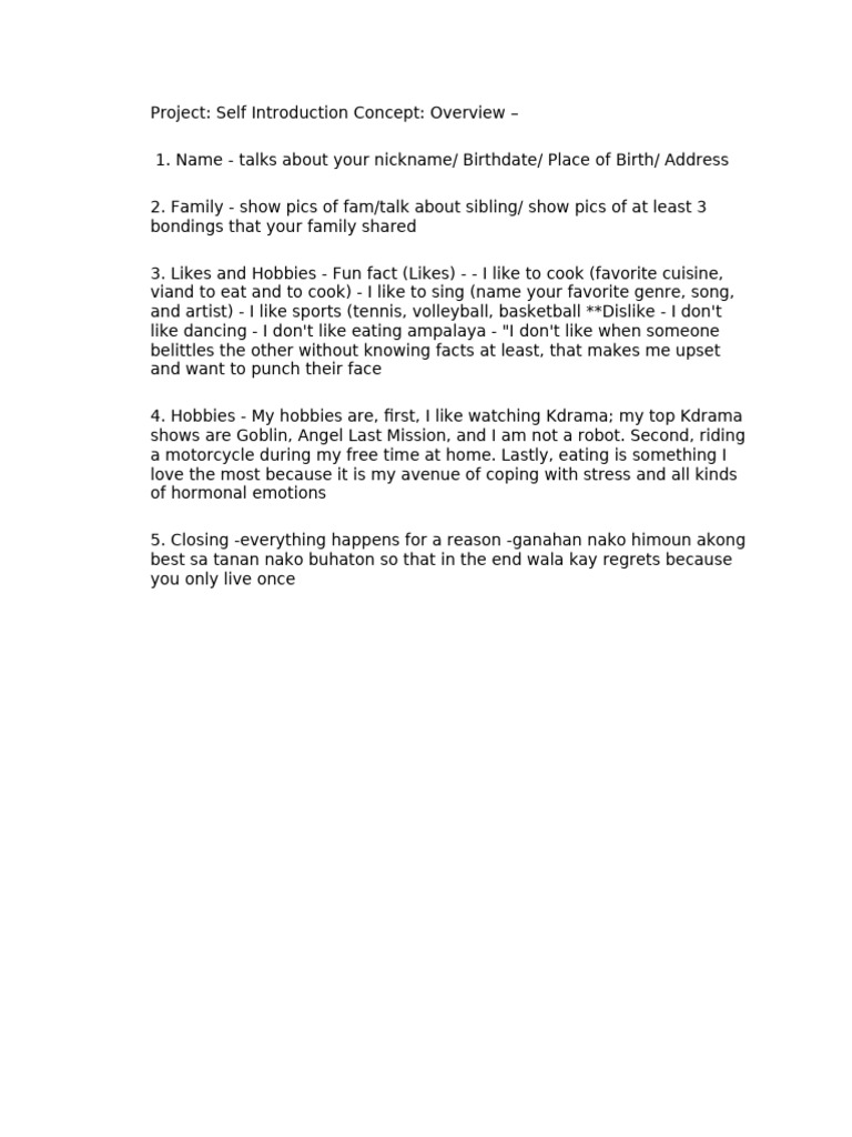 self introduction | PDF