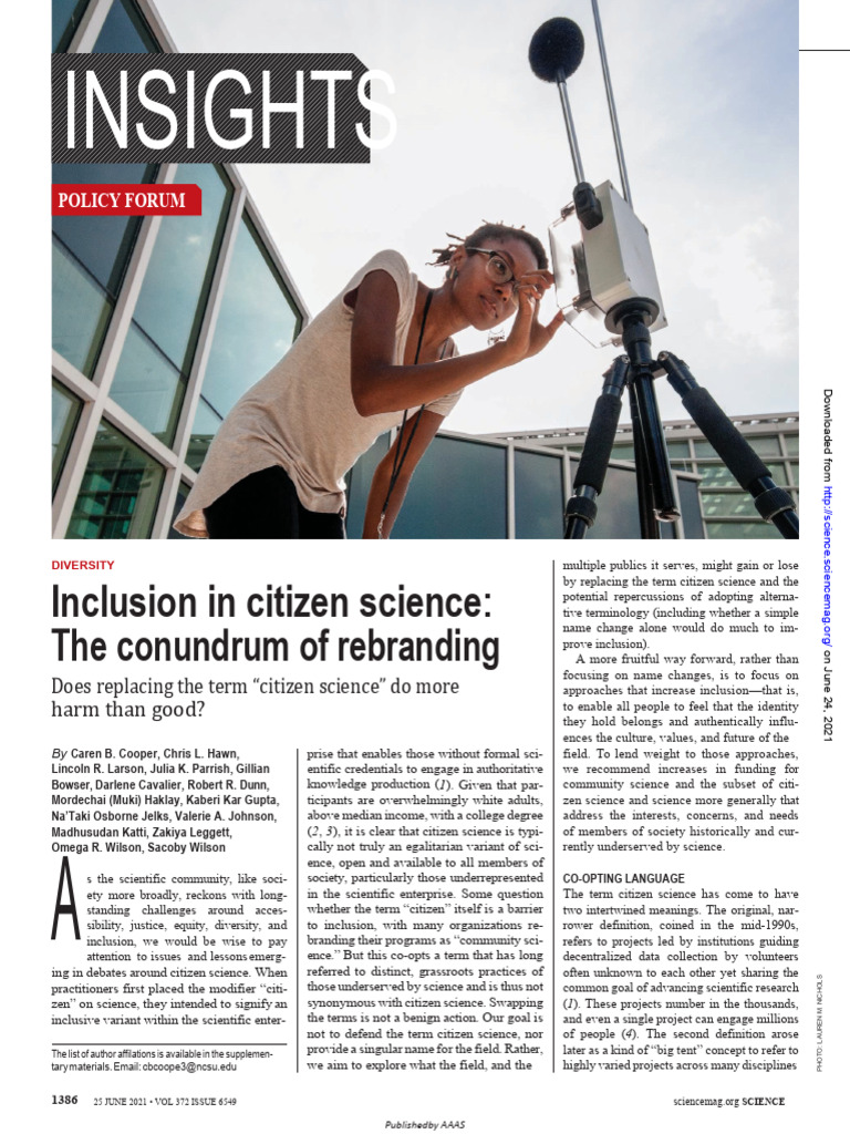 Cooper Etal 2021 - Inclusion in Citizen Science-The Conundrum of ...