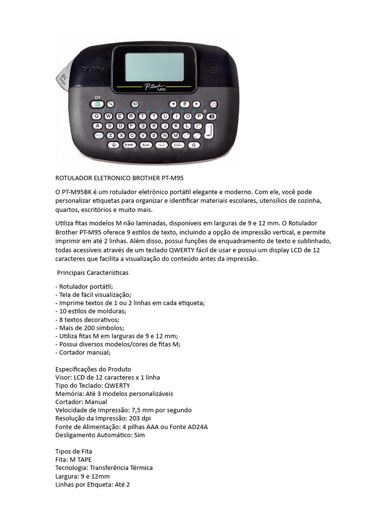 Rotulador Brother PT-M95 | PDF