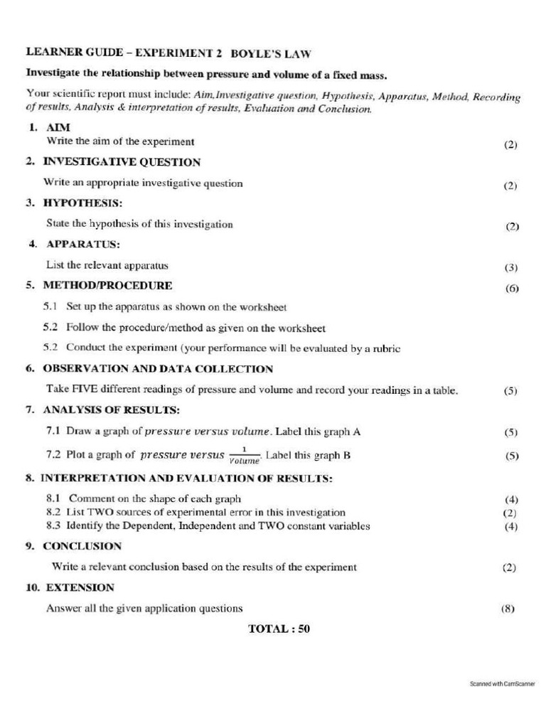 Grade11 Boyle's Law Experiment Practice | PDF