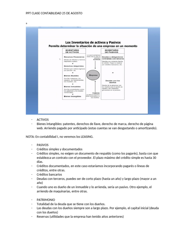 Contabilidad Clase 25 de Agosto-1 | PDF